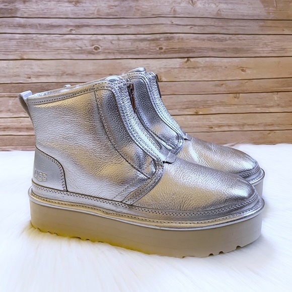 UGG | Shoes | Ugg Neumel Platform Zip Shine Silver | Poshmark